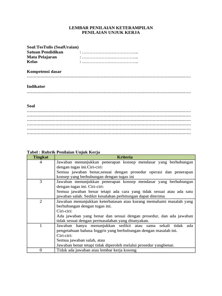 LPK Unjuk Kerja | PDF