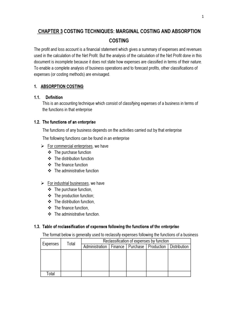 Chapter 3 Costing Techniques | PDF | Expense | Depreciation