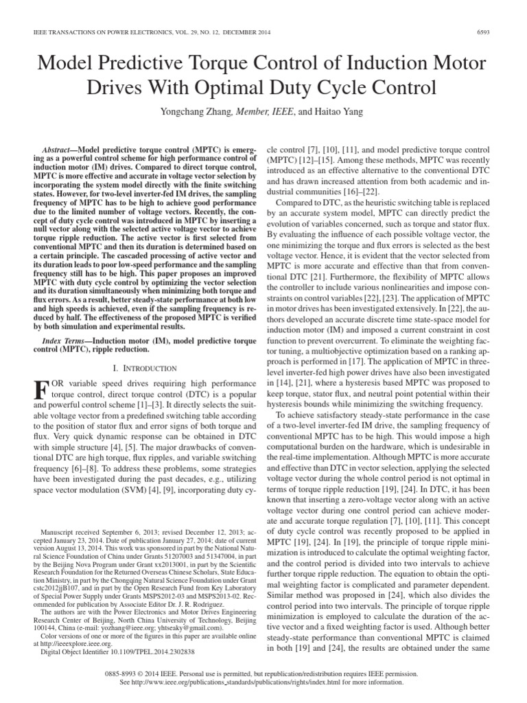 Model Predictive Torque Control Of Induction Motor Drives With Optimal