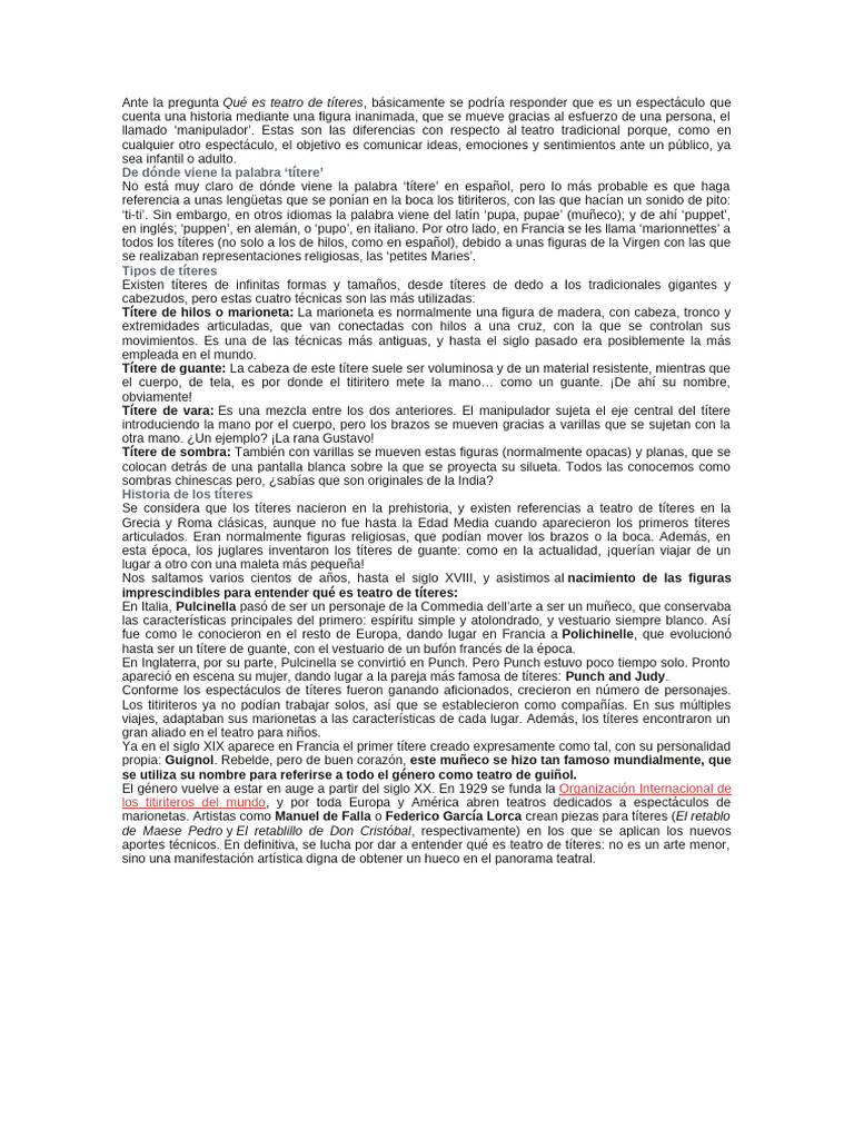 Titere | PDF | Marionetas | Títeres