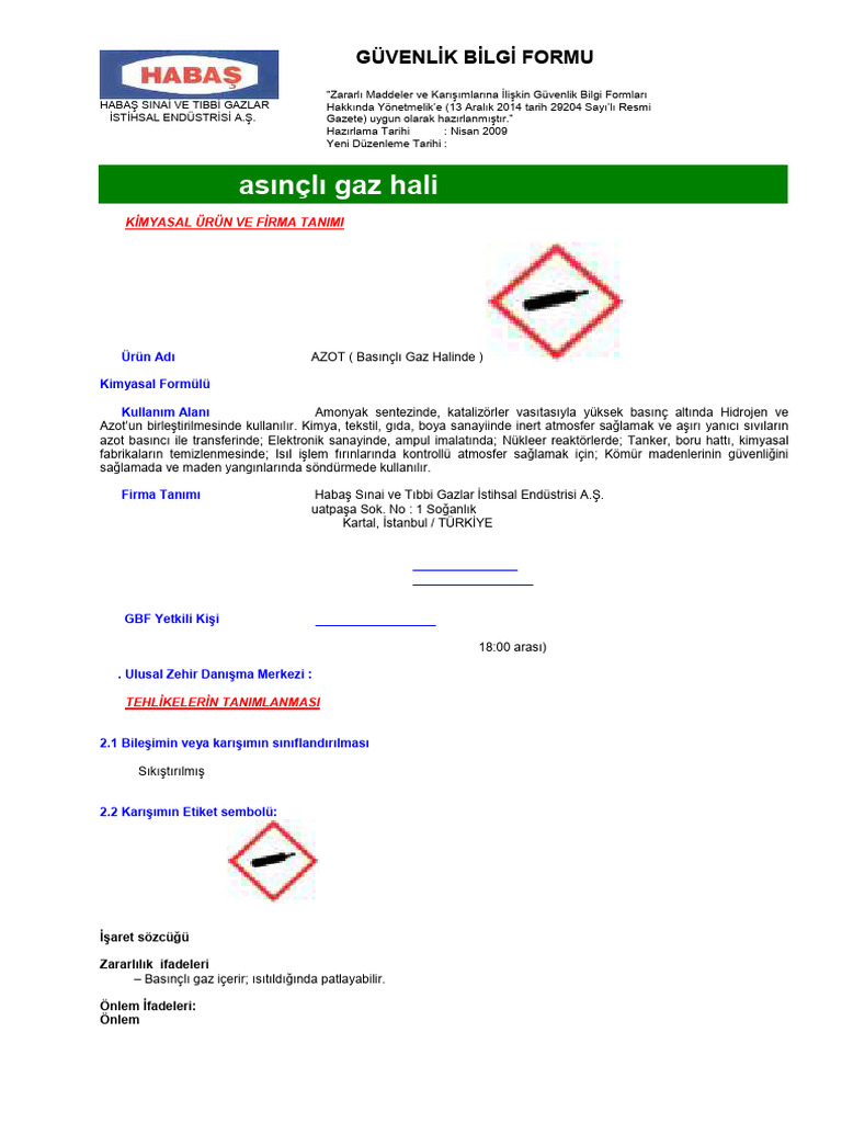 Azot Gazi - Rev 1 | PDF