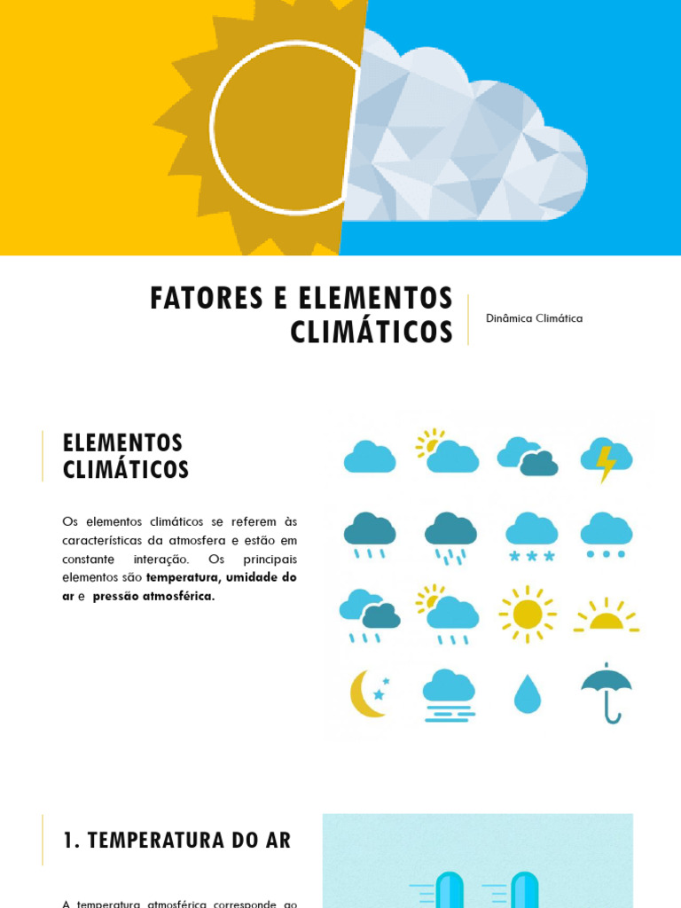 Slide 02 - Dinâmica Climática - Parte 2 - Fatores e Elementos Climáticos | PDF | Umidade | Atmosfera