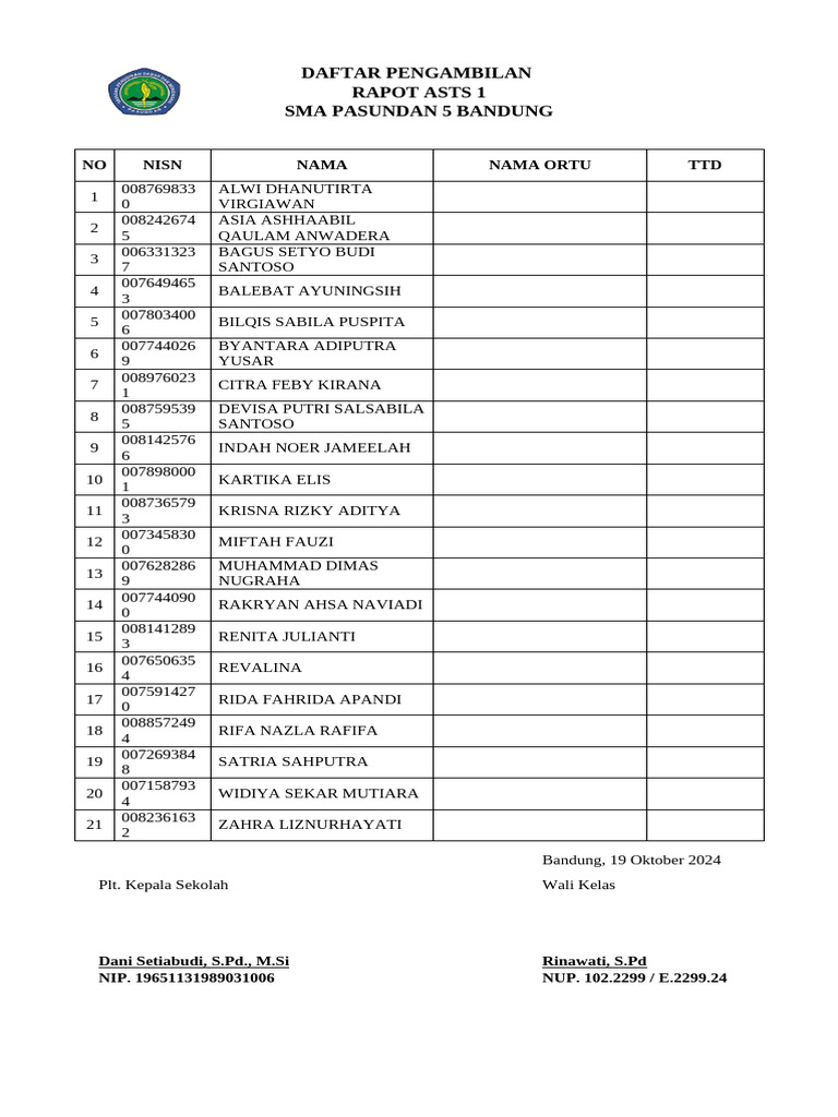 Form Pengambilan Rapotg | PDF