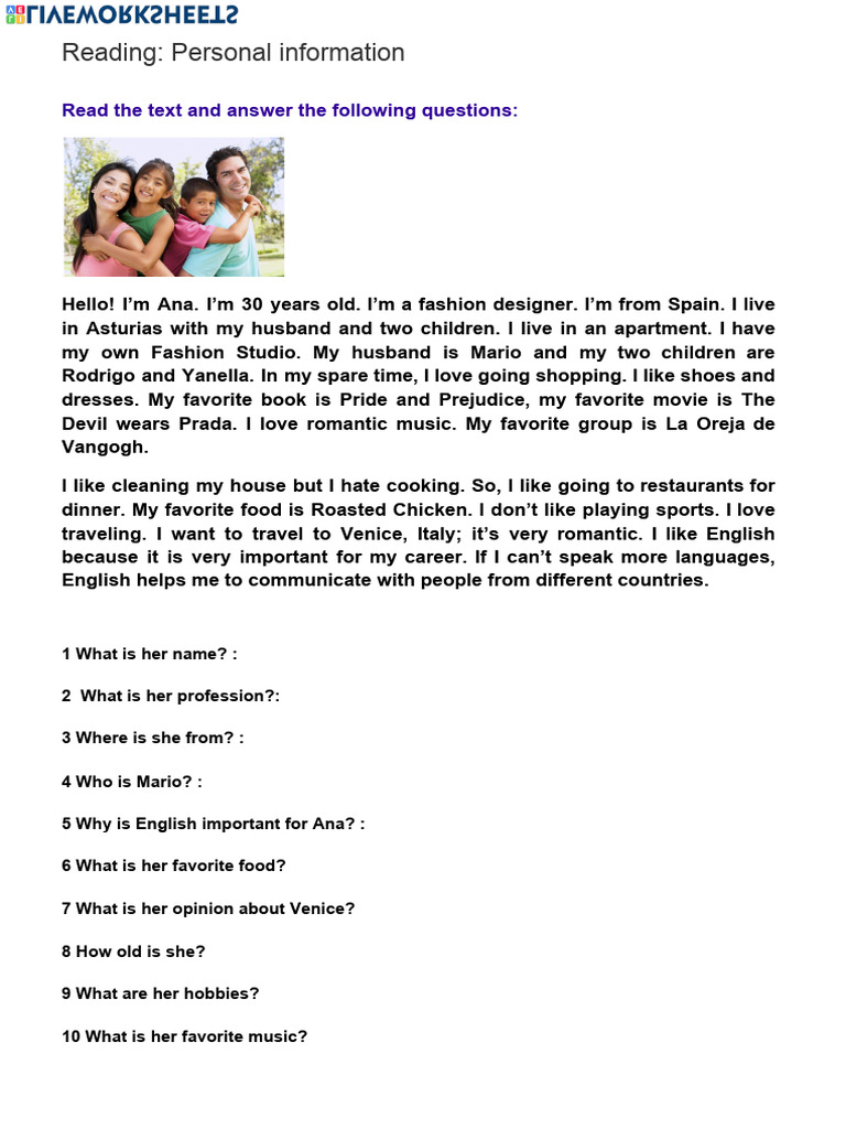 Personal Identification - Reading Comp | PDF | Language Arts & Discipline