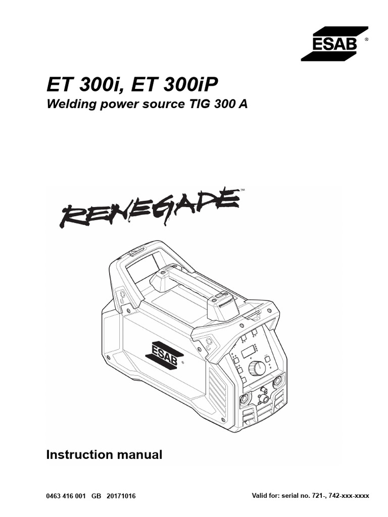 ESAB ET 300i, ET 300ip Instruction Manual | PDF | Welding | Construction
