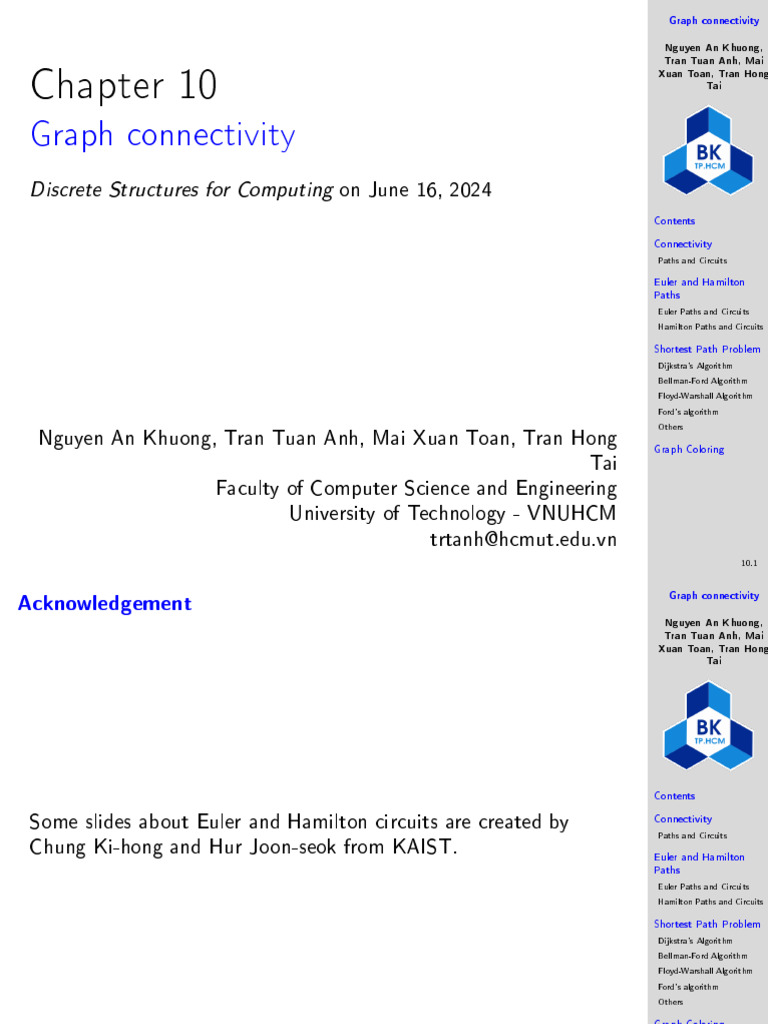Ds 10 Connectivity | PDF | Vertex (Graph Theory) | Computational Complexity Theory