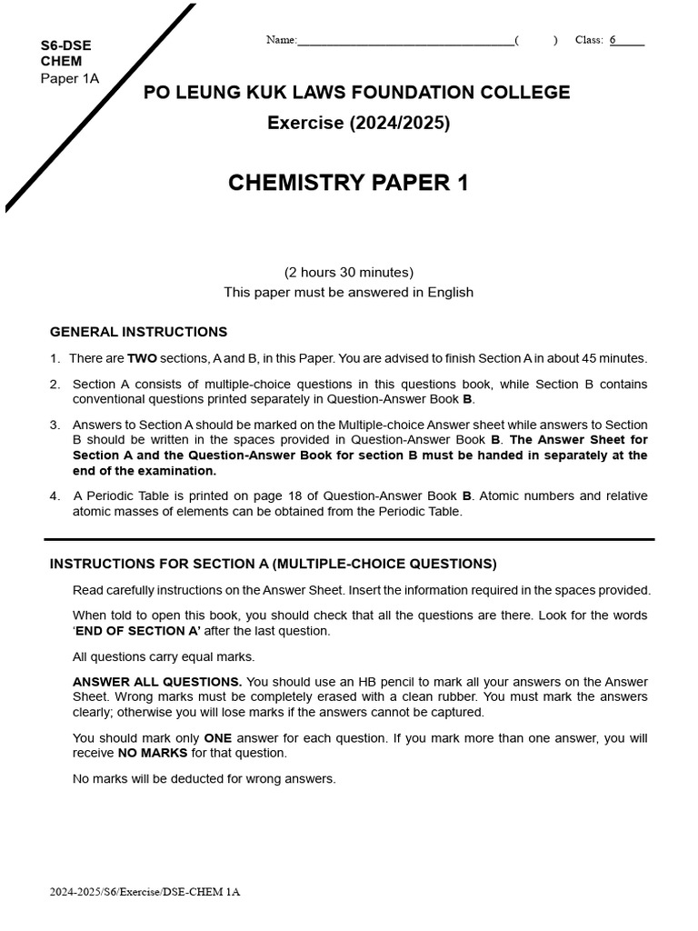 Chem Mock Paper Practice MCQ | PDF | Sodium Hydroxide | Hydroxide