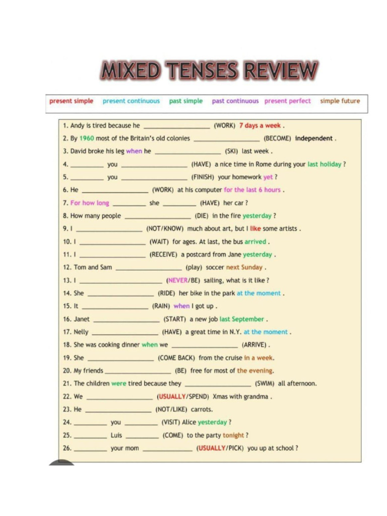 Mixed Tense Review | PDF