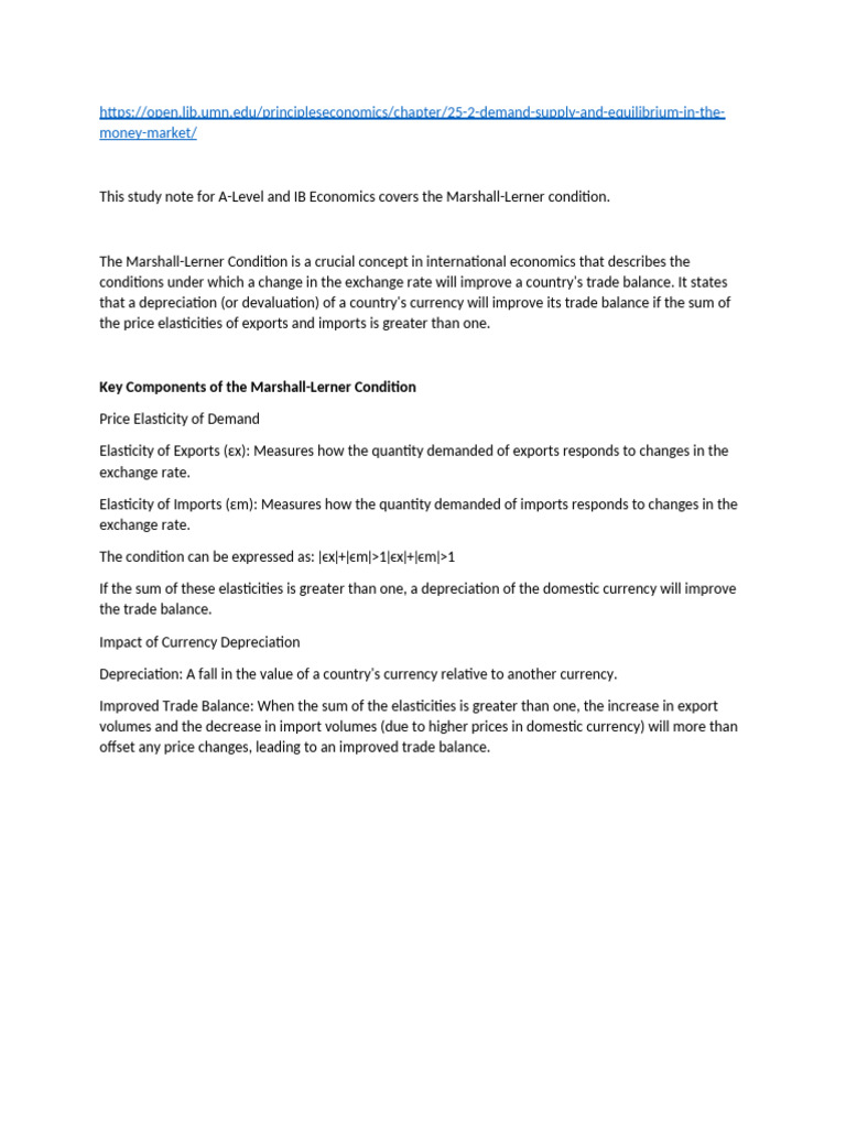 Marshall Lerner | PDF | Business | Finance & Money Management