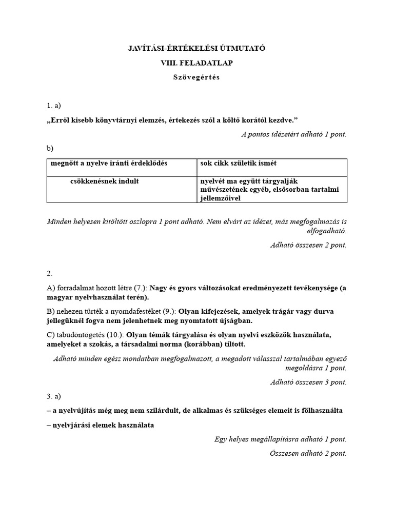 VIII Feladatlap Megoldas | PDF