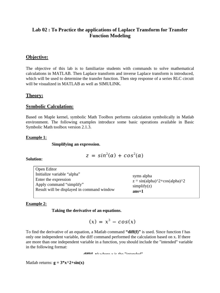 Lab 2 CS Solution | PDF | Laplace Transform | Electrical Network