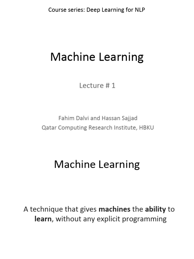 Lecture 1 - Machine Learning | PDF | Mean Squared Error | Mathematical ... Lecture 1 - Machine Learning | PDF | Mean Squared Error | Mathematical ...