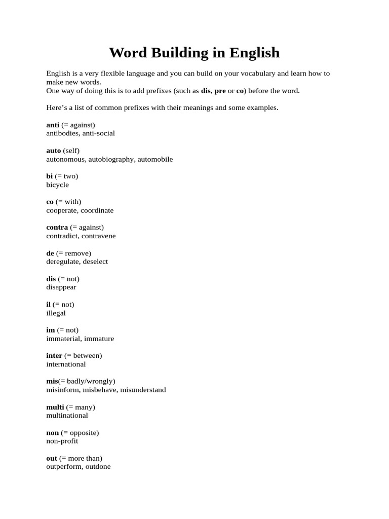 Word Building in English | PDF