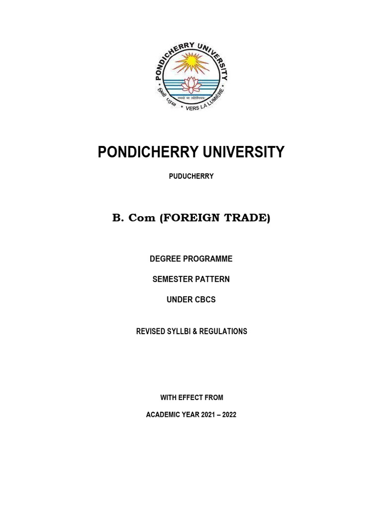Syllabus Affiliated ArtsScience B.com-ForeignTrade-2021-22 (1) | PDF | Supply (Economics) | Demand
