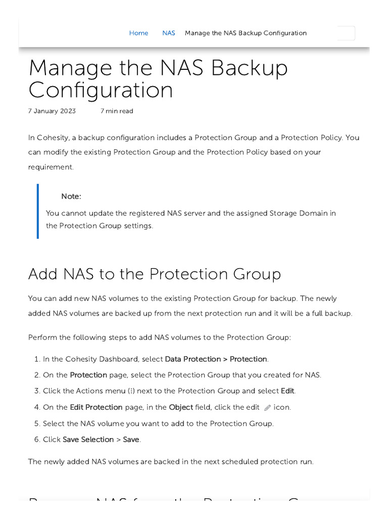 Manage The NAS Backup Configuration | PDF | Backup | Replication (Computing)