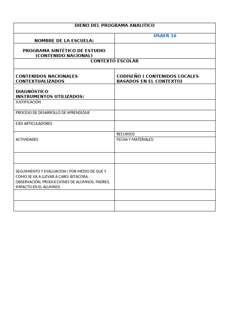 Dieño de Plan Analitico Nuevo Plan Nem | PDF | Evaluación | Aprendizaje