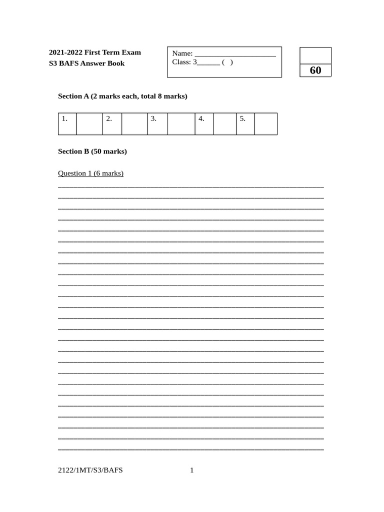 1T Bafs Ans | PDF | Debits And Credits | Money