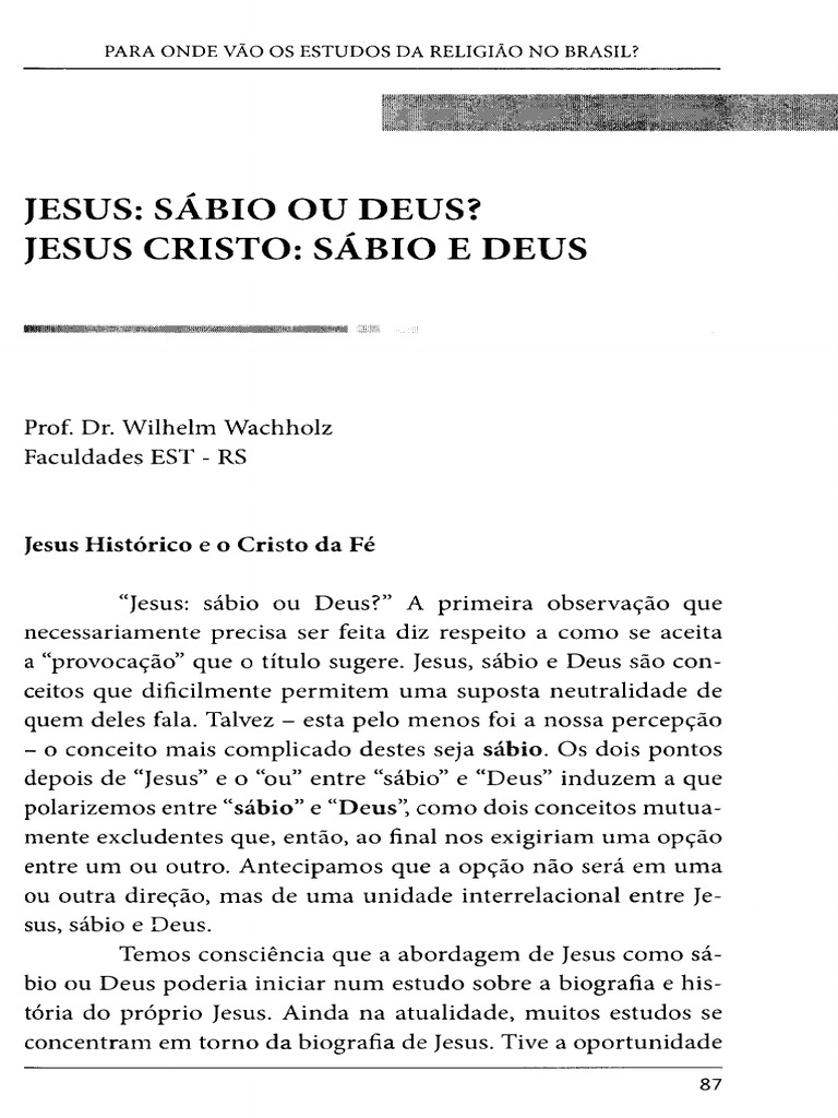 Jesus - Sábio Ou Deus - Jesus Cristo - Sábio e Deus | PDF | Jesus | O ...