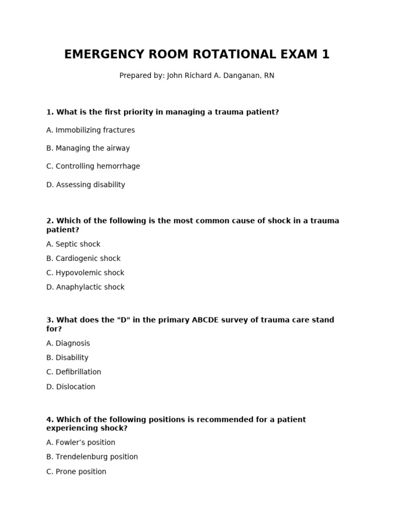 ER-Quiz-1 | PDF | Shock (Circulatory) | Sepsis