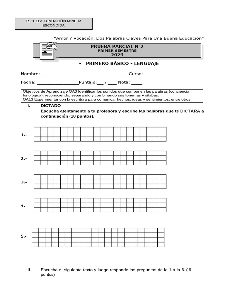 EVALUACION-DE-LENGUAJE-1-letras-M-P-L-S - D-T | PDF