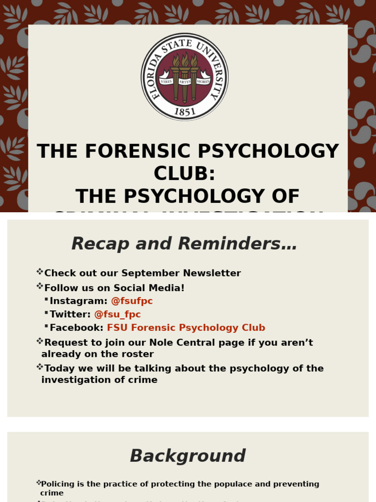 October Psychology of Criminal Investigation | PDF | Offender Profiling | Jack The Ripper