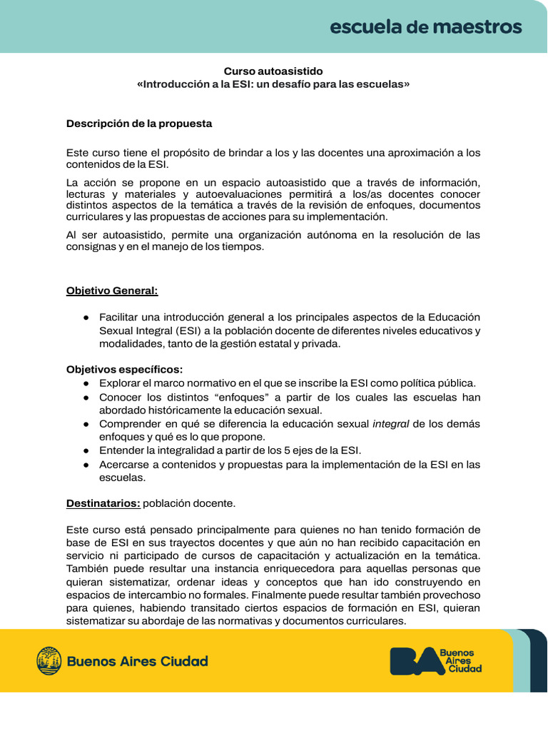 Introducción a la ESI para Docentes | PDF | Educación sexual