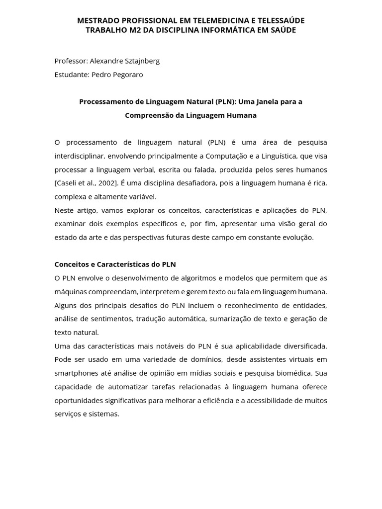 Processamento de Linguagem Natural (PLN) : Uma Janela para A ...