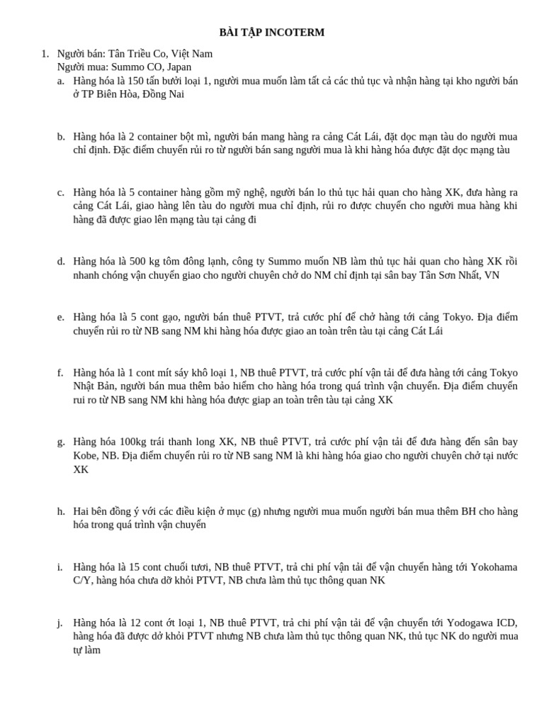 BÀI TẬP QTXNK | PDF