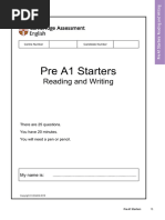 Cambridge Starters Reading & Writing Test | PDF