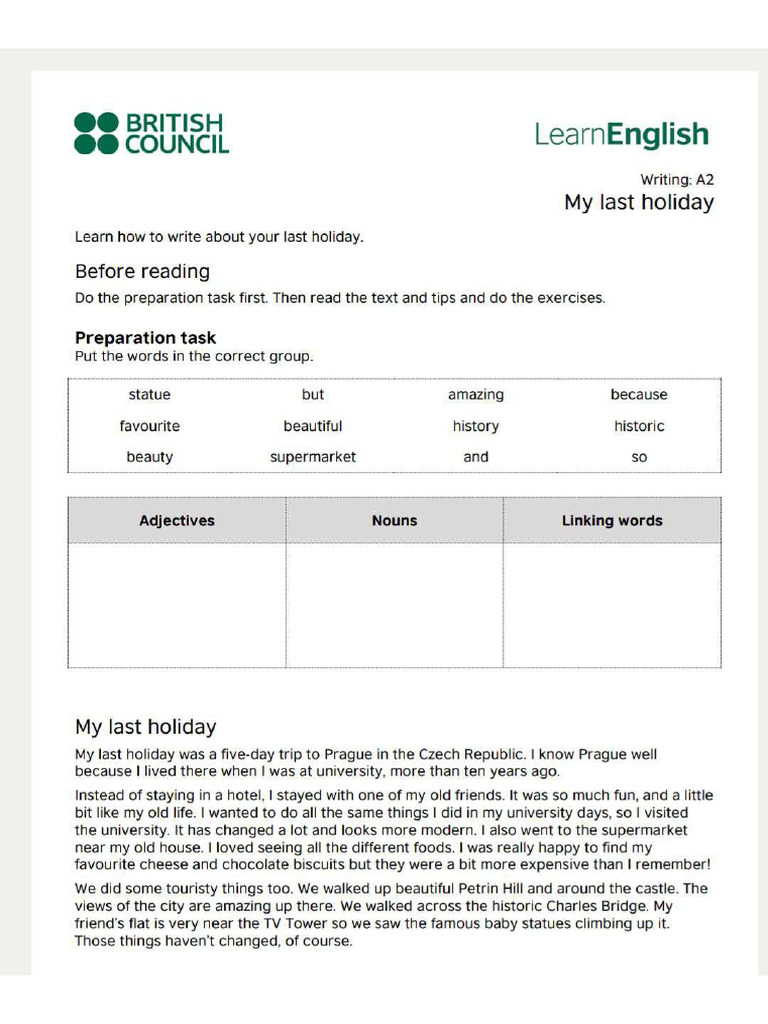 English - Reading Task | PDF