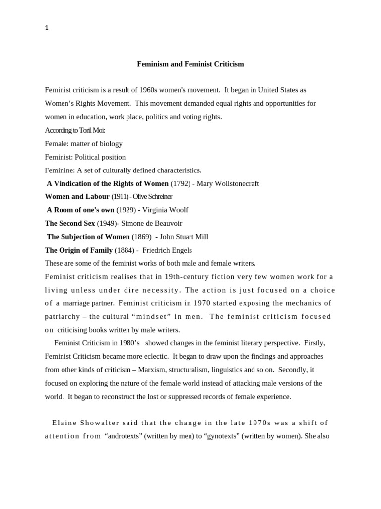 Overview of Feminist Criticism | PDF | Gender Studies | Feminism