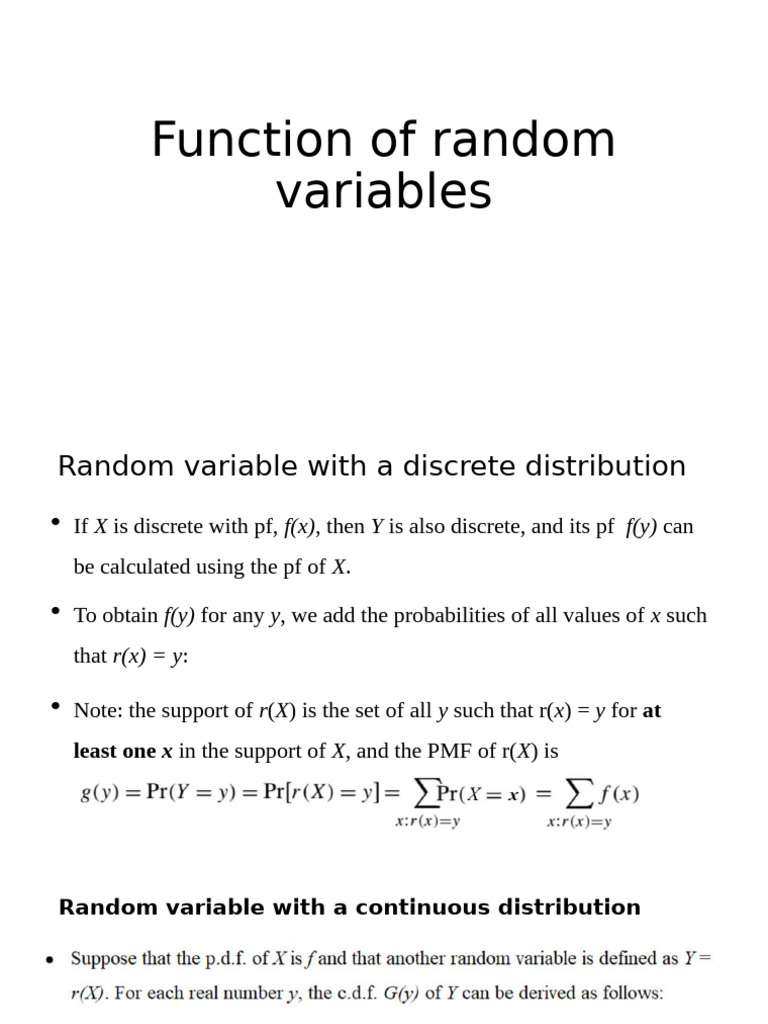 EC003 2024 Lecture-10 Function of Random Variables | PDF EC003 2024 Lecture-10 Function of Random Variables | PDF