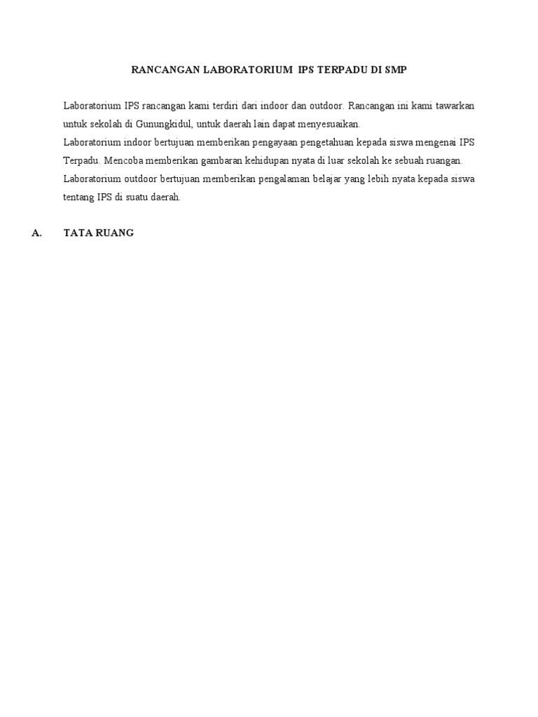 Rancangan Laboratorium Ips Terpadu Di SMP | PDF