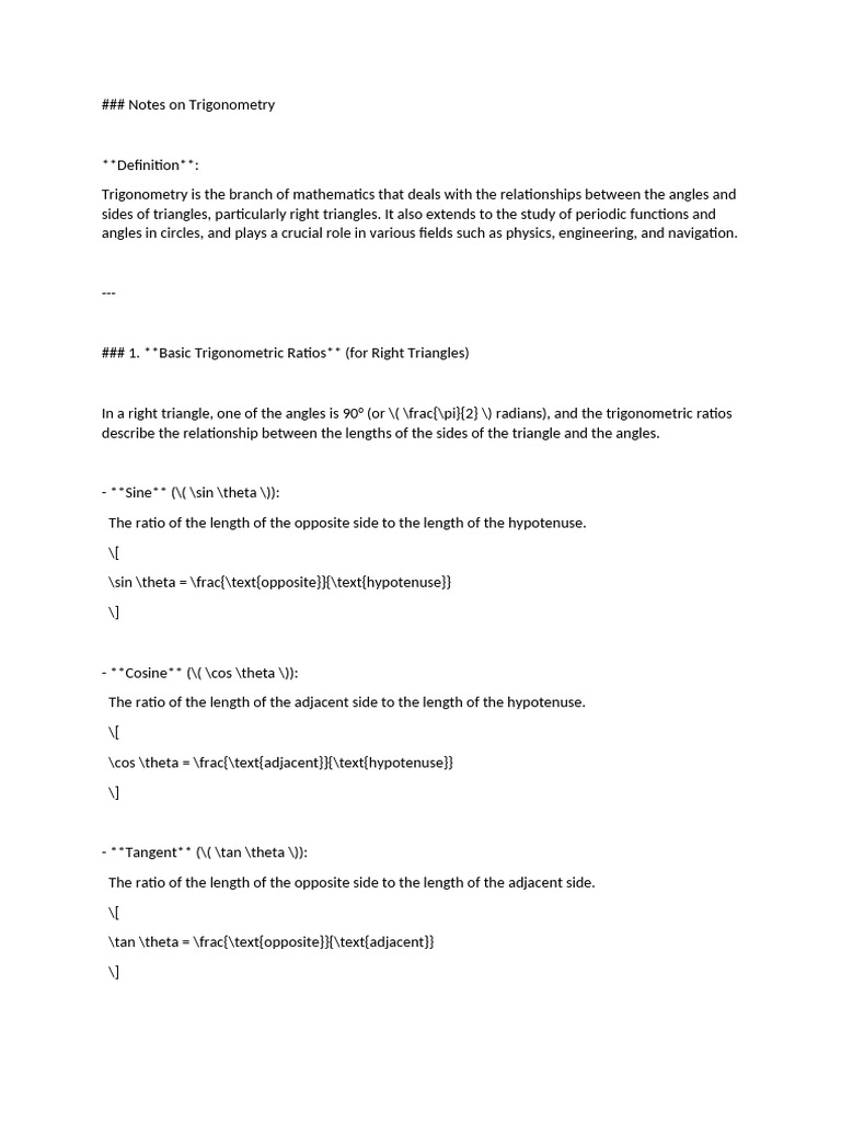 Note 3 | PDF | Trigonometric Functions | Trigonometry