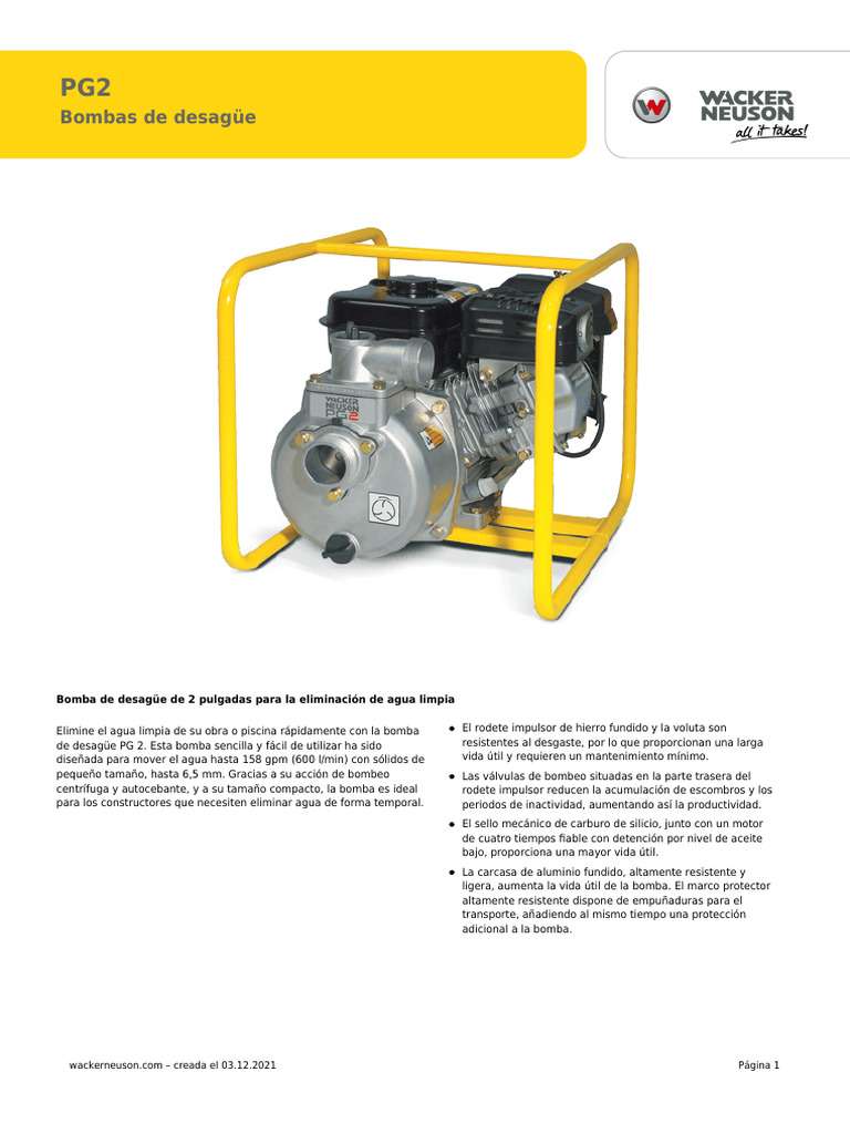 WackerNeuson PG2 Es | PDF | Bomba