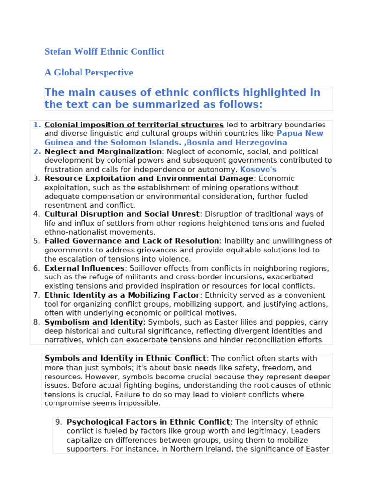 Causes of Global Ethnic Conflicts | PDF | Violence | Nationalism