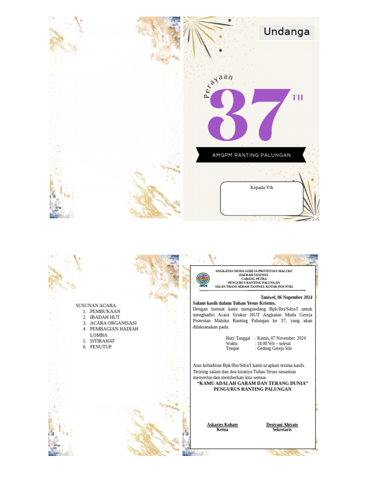 Undangan HUT Angkatan Muda Gereja | PDF
