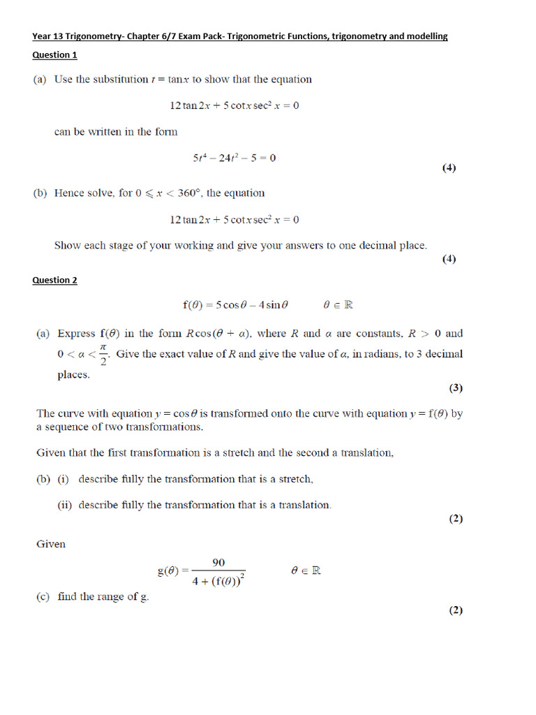 Chapter 6 and 7 - Trig Functions and Modelling | PDF | Technology ...