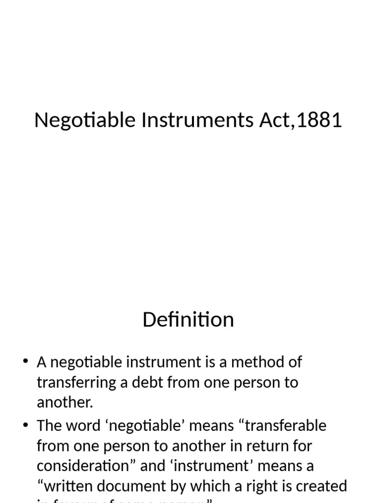Negotiable Instruments Act, 1881 | PDF | Social Science