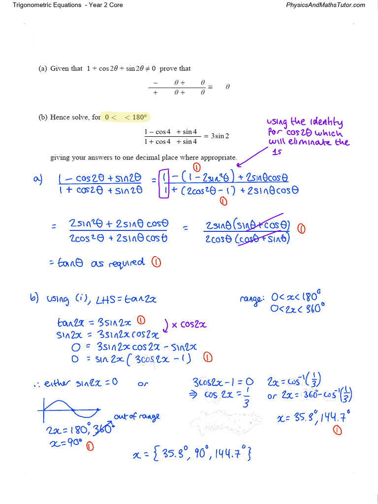 Trigonometric Equations MA | PDF | Angle | Functions And Mappings