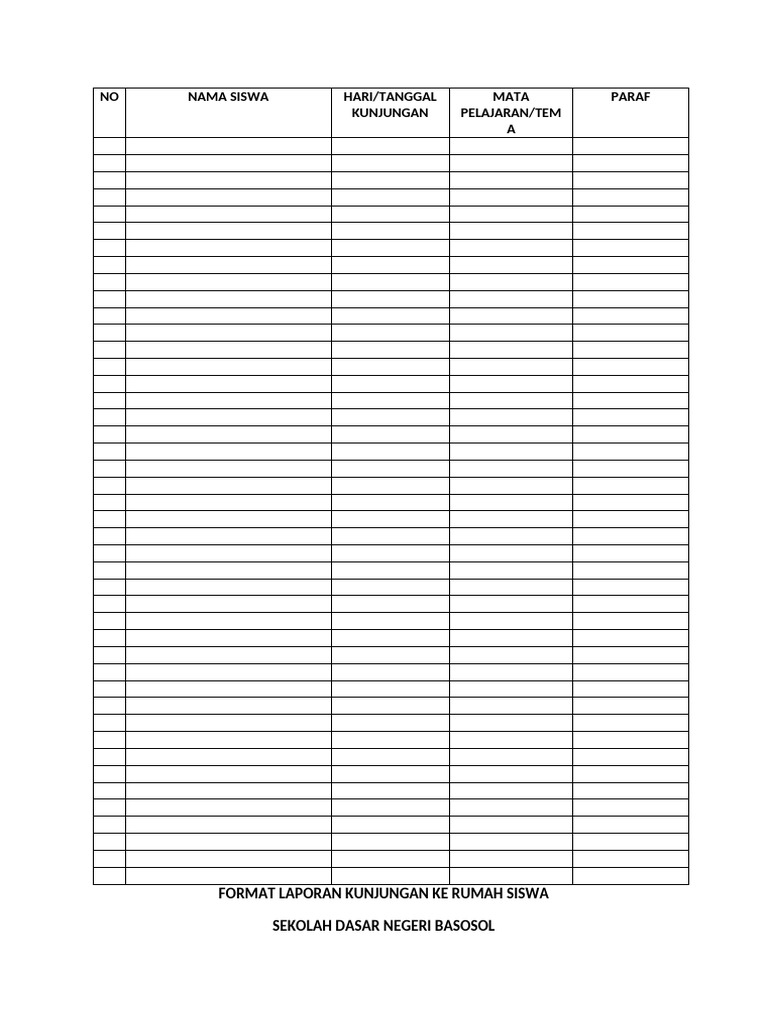 Daftar Kunjungan Kerumah Siswa | PDF
