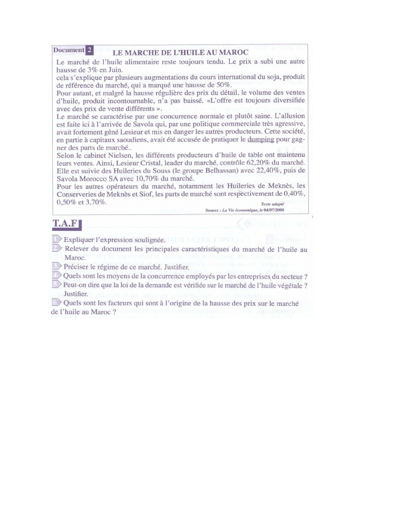 2 Bac Eco Exercice 7 Concepts Economiques de Base | PDF