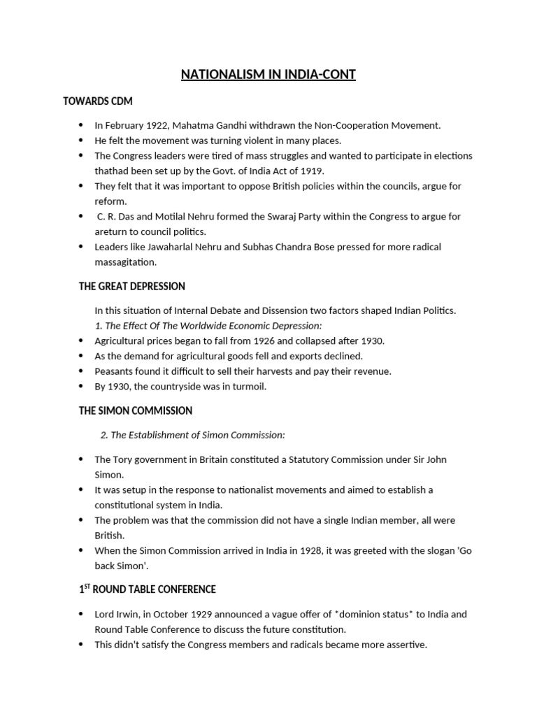 Nationalism in India Cont Notes | PDF | Dalit | Mahatma Gandhi