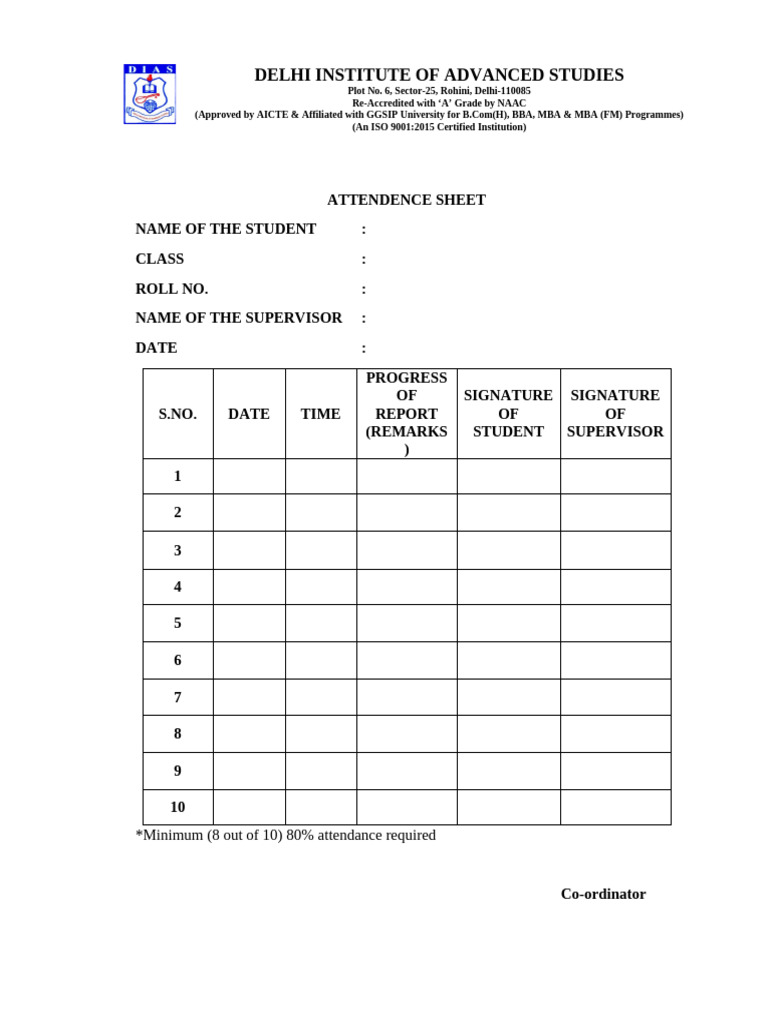 STR- Attendance Sheet | PDF