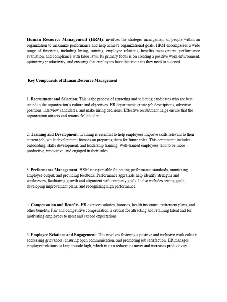 Key Components of Human Resource Management | PDF | Human Resource ...