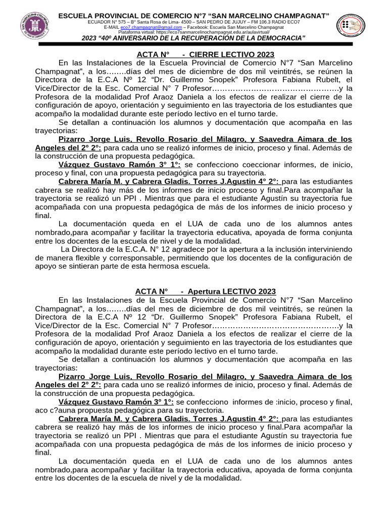 Acta de Secun - 101213 | PDF