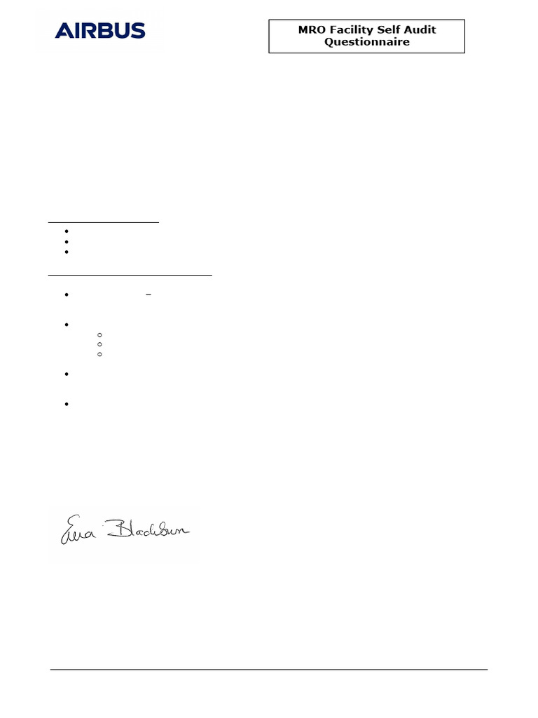 QA-19 MRO Self Audit Questionnaire With Certs | PDF | Audit ...