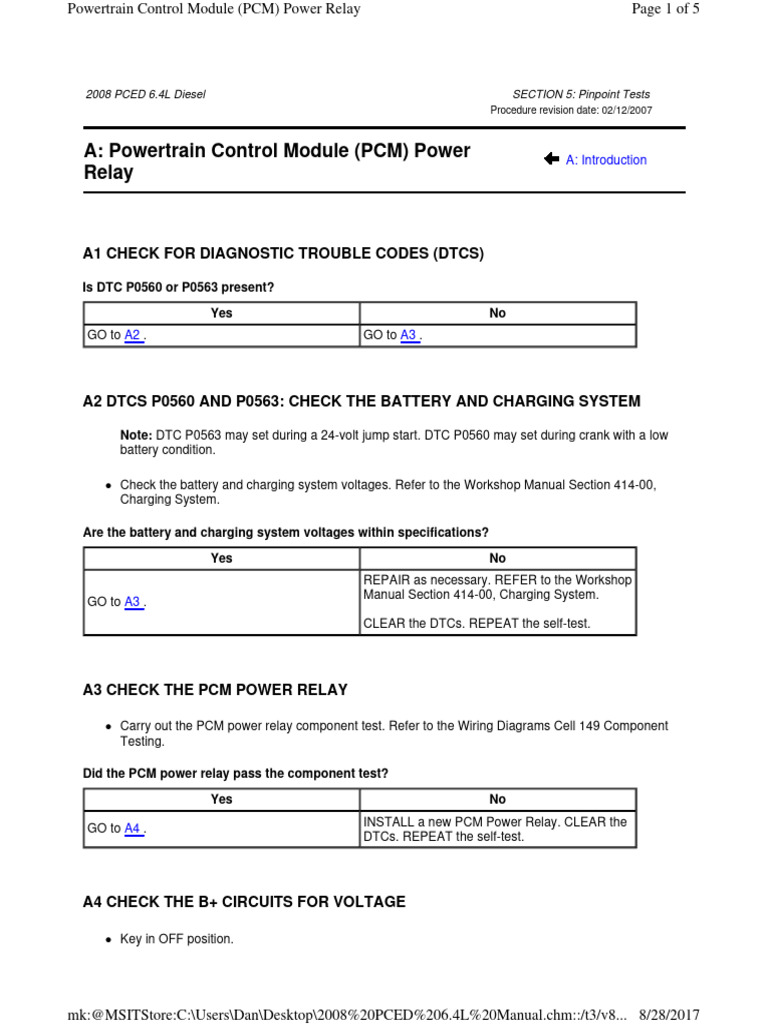 2008 64 PCED - Pinpoint Test A - PCM Power Relay | PDF | Electrical ...