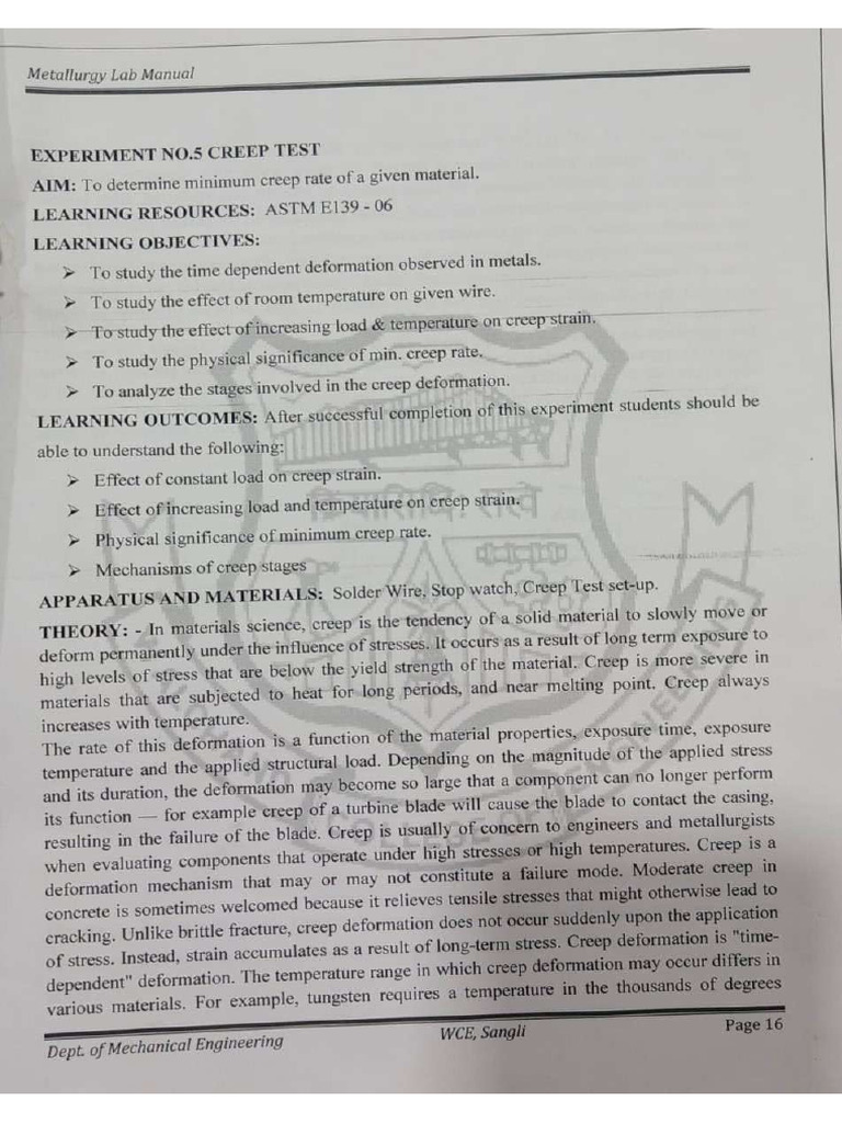 Creep Test | PDF