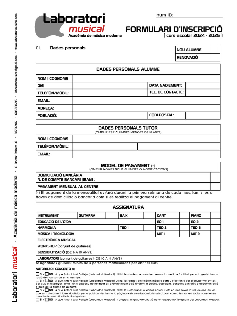 Formulari D - 'Inscripció - 24 - 25 | PDF